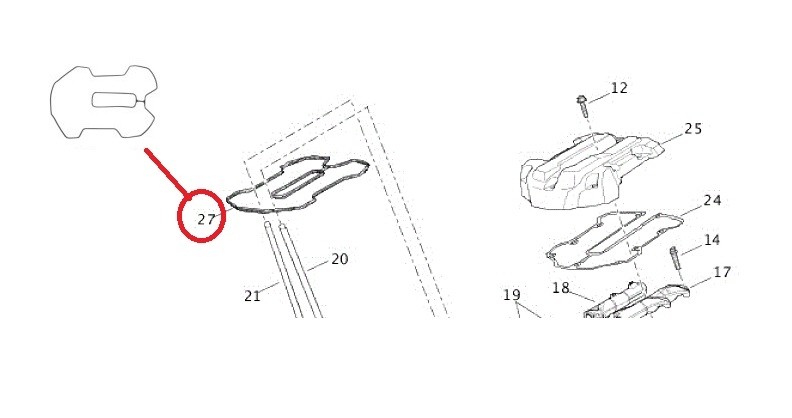 Junta Rocker Box x Cilindro Harley M8 Milwaukee 8 25700425 Unidade ...
